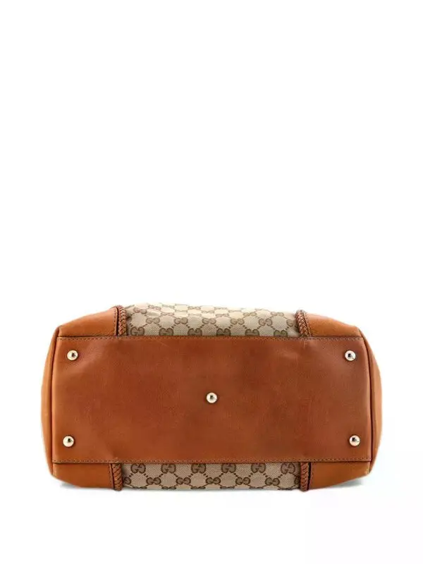 Gucci Marrakech Top Handle Tote Gg Canvas Medium Shoulder Bag - Brown