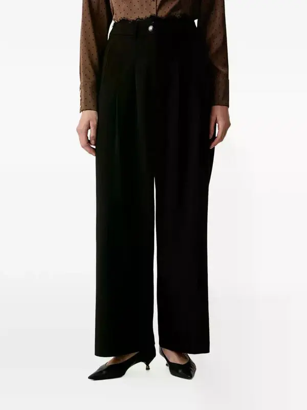 FRACOMINA Pleated Wide-leg Trousers - Black