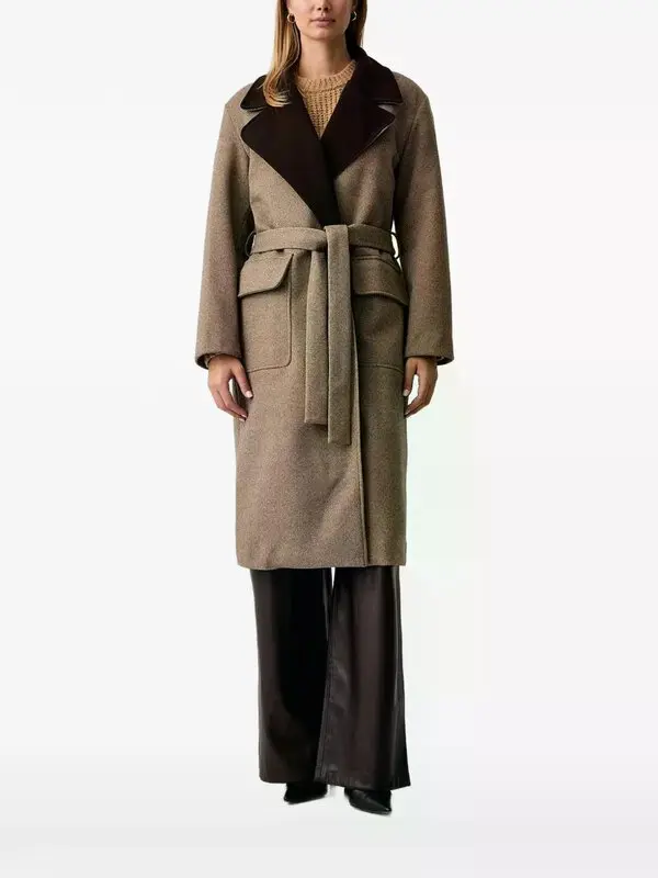 FRACOMINA Herringbone Belted Coat - Brown