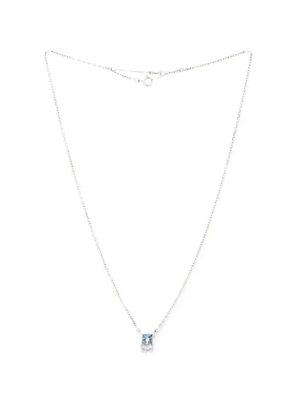 Cartier Tank Pendant 18k White Gold And Aquamarine Necklace - Silver
