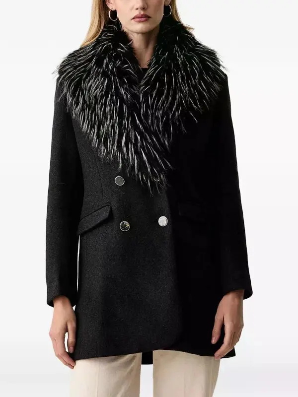 FRACOMINA Faux-fur Collar Double-breasted Coat