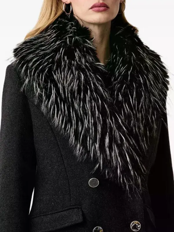 FRACOMINA Faux-fur Collar Double-breasted Coat