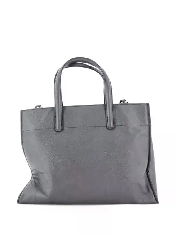 Prada Soft Triple Pocket Convertible Saffiano Leather Tote Bag - Grey