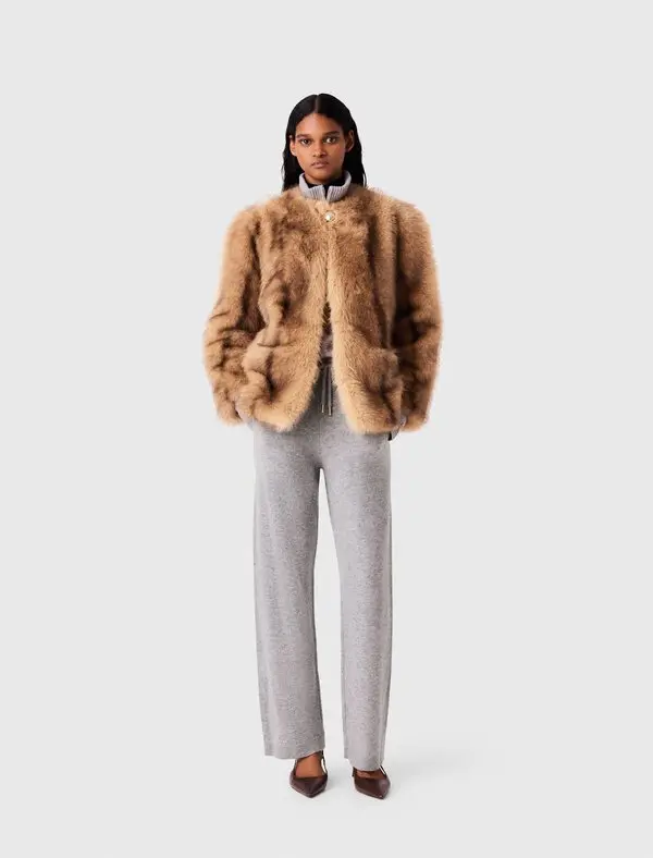 Maje Mid-length Faux Fur Coat - Beige