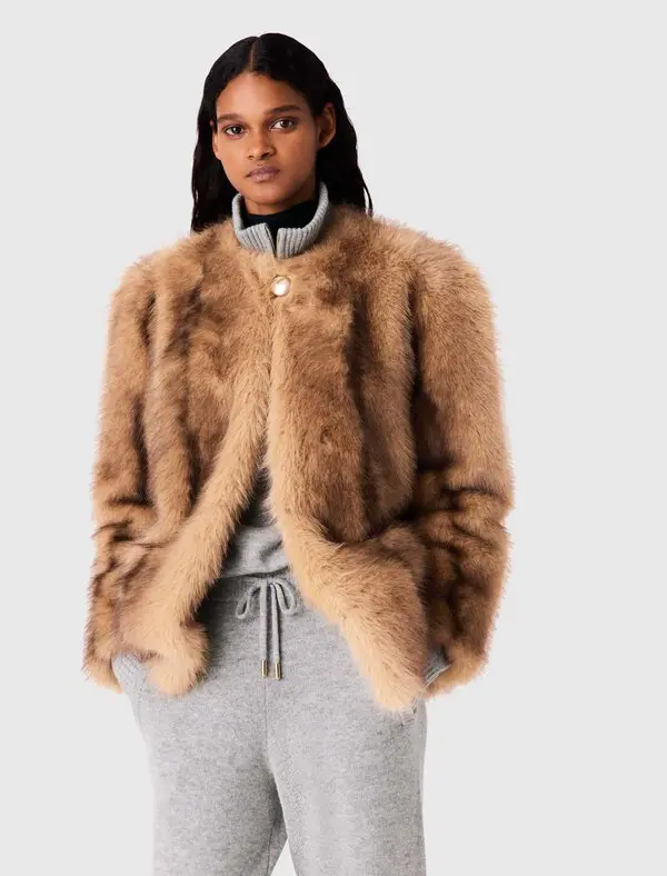 Maje Mid-length Faux Fur Coat