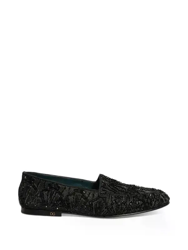 Dolce & Gabbana Bead-embellished Velvet Loafers