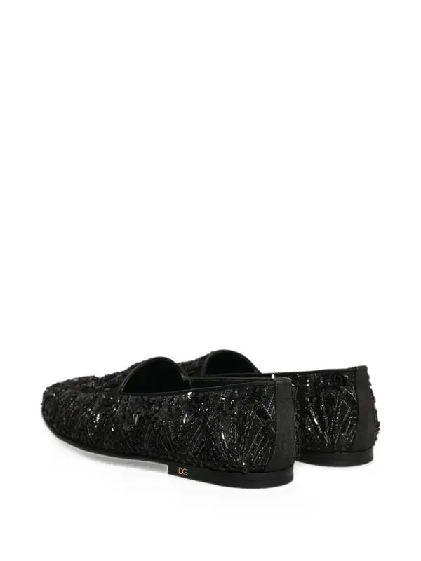 Dolce & Gabbana Bead-embellished Velvet Loafers