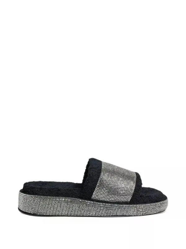 Dolce & Gabbana Rhinestone-embellished Platform Slides - Silver