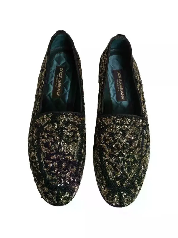 Dolce & Gabbana Sequin-embellished Bead-embroidered Loafers