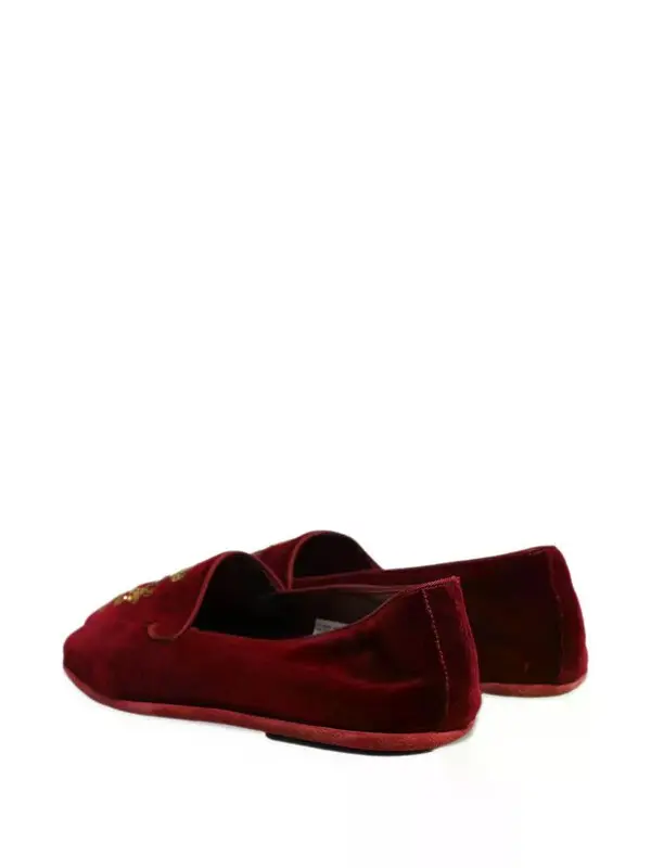 Dolce & Gabbana Crown-embroidered Velvet Loafers