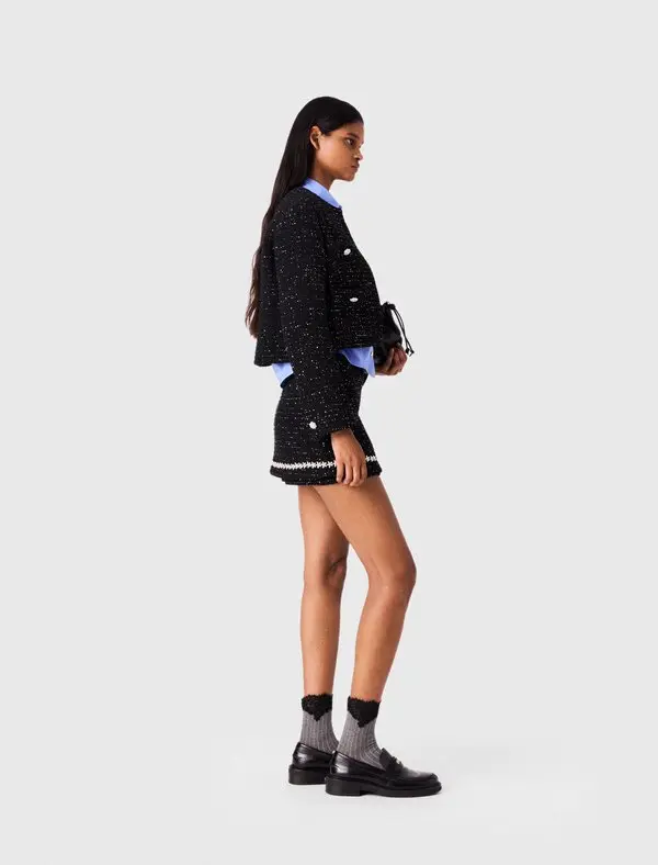 Maje Short Sequin Tweed Jacket