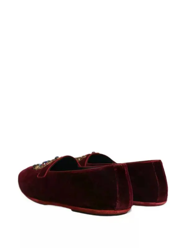 Dolce & Gabbana Crown-patch Velvet Loafers
