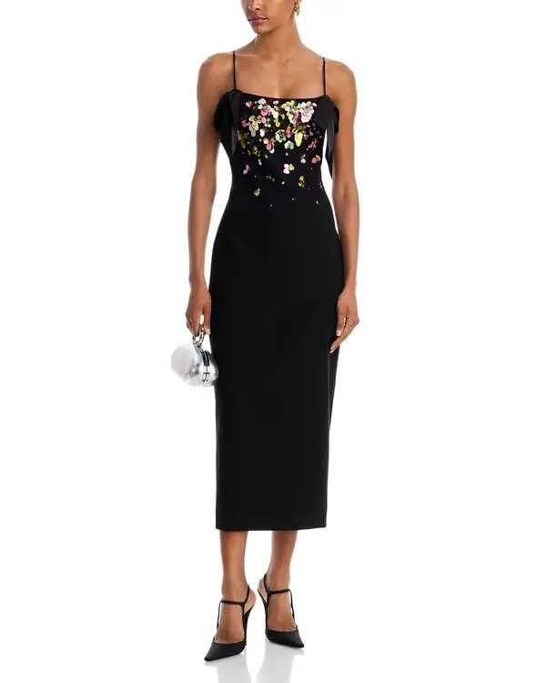 Cinq À Sept Waterfall Paillette Sequin Midi Dress