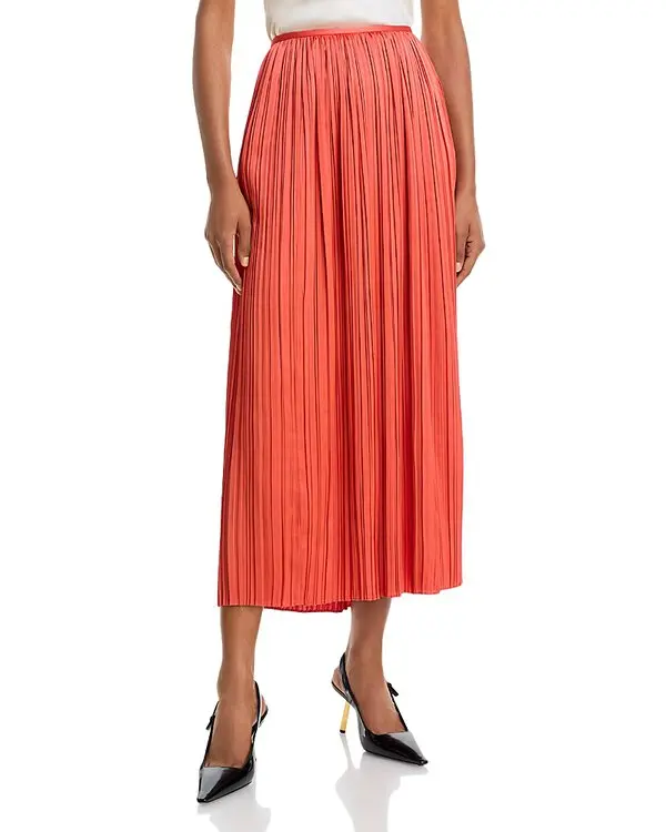 Cinq À Sept Esme Satin Delaine Pleated Midi Skirt