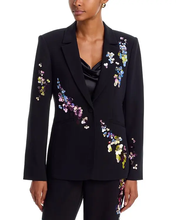 Cinq À Sept Karlie Waterfall Paillettes Blazer - Black Multi