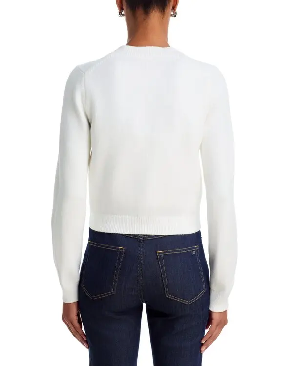 Cinq À Sept Waterfall Paillettes Cotton Blend Crewneck Cardigan