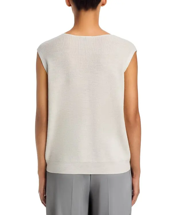 Eileen Fisher Wool Blend Lurex V Neck Vest - Plaster