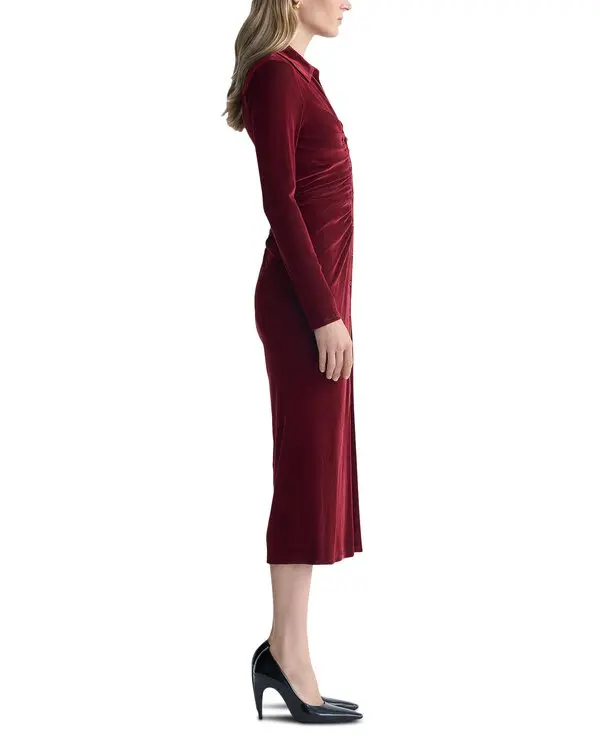 Diane Von Furstenberg Sheska Velvet Ruched Shirt Dress