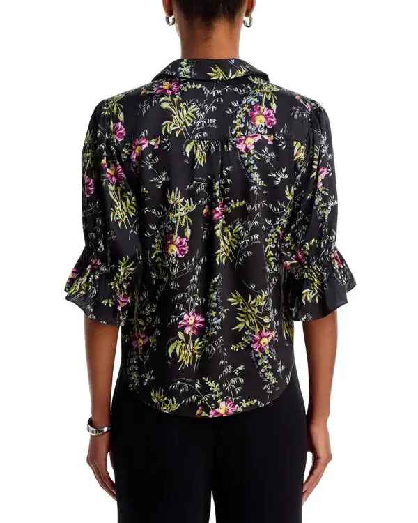 Cinq À Sept Fiona Wildflower Whispers Collared Ruffle Top