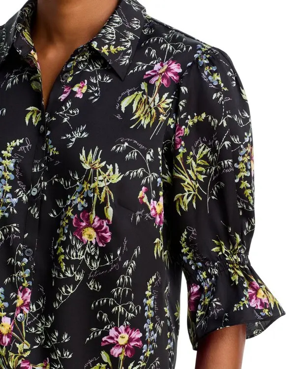Cinq À Sept Fiona Wildflower Whispers Collared Ruffle Top