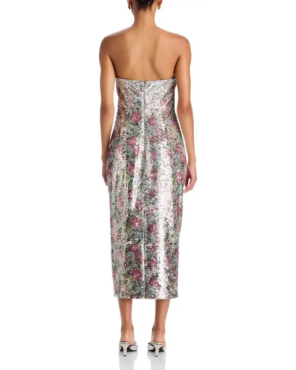 MILLY Kait Floral Sequin Embellished Strapless Dress