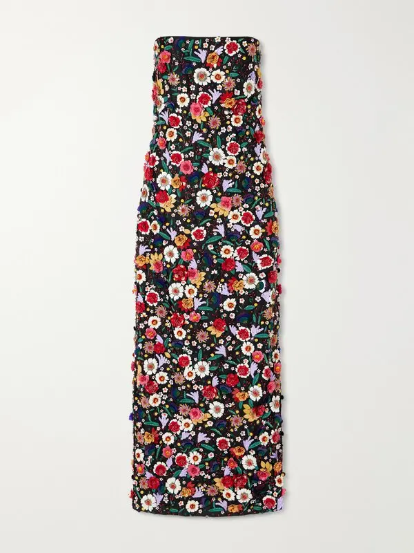 Carolina Herrera Floral-embellished Silk Organza Gown - Multi