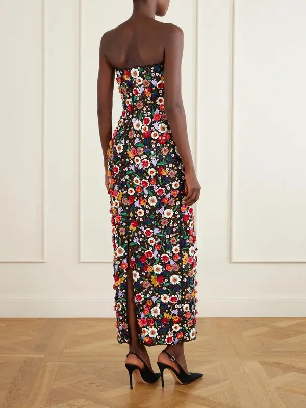 Carolina Herrera Floral-embellished Silk Organza Gown