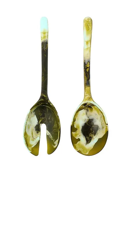 Dinosaur Designs Stone Long Servers In Green - Malachite