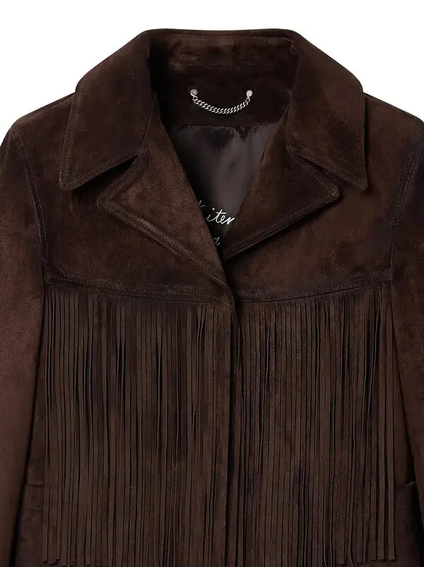GOLDEN GOOSE Linda Journey Waxed Suede Jacket With Fringes