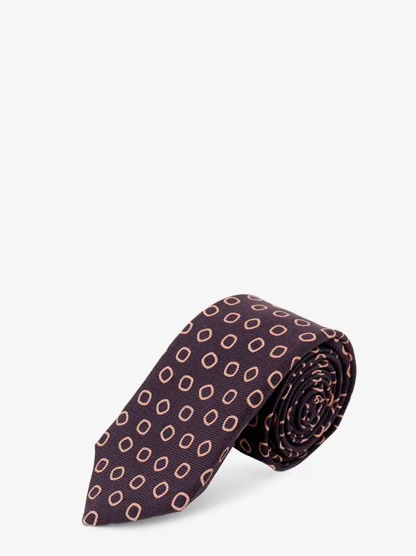 Kiton Silk Tie With Micropattern - Brown