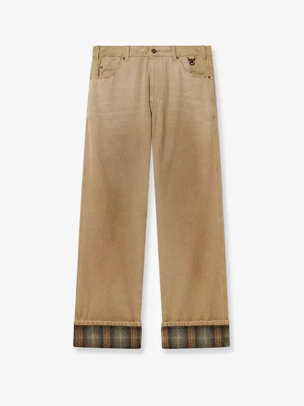 GOLDEN GOOSE Russel Panama Vintage Cotton Trousers - Beige