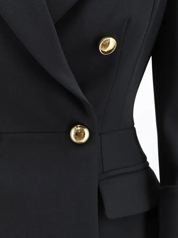 Elisabetta Franchi Stretch Fabric Blazer With Logoed Cufflinks - Black