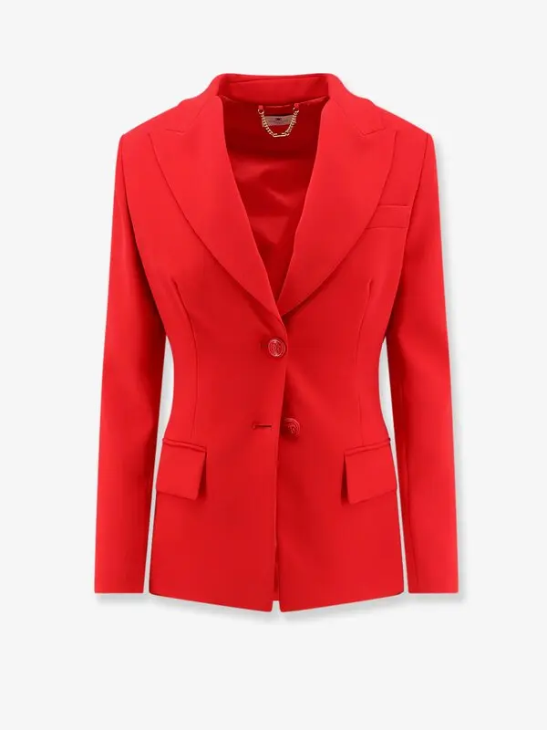 Elisabetta Franchi Fitted Blazer With Laces On The Back - Red