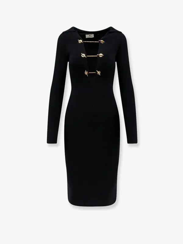 Elisabetta Franchi Long Viscose Blend Dress - Black
