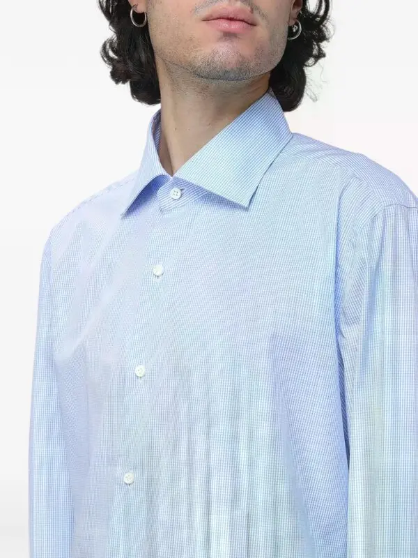 LUIGI BORRELLI Micro-check Cotton Shirt