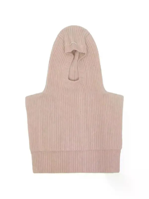 Carven Ribbed-knit Cashmere Hood - Neutrals