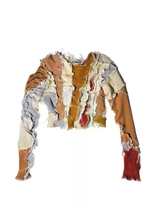 BORBALA Fluff Patchwork Long-sleeve Sweater - Neutrals