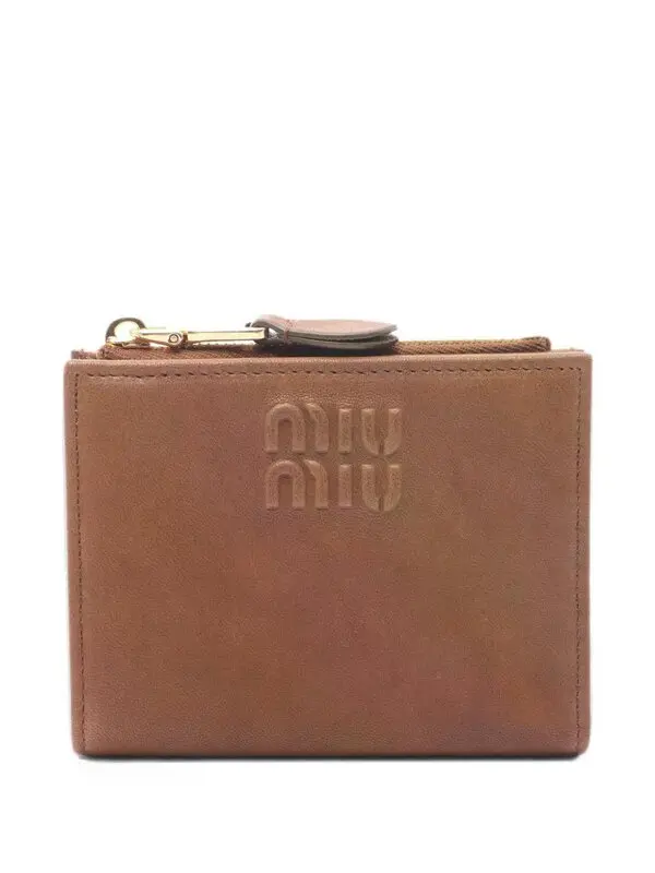Miu Miu 2020s Embossed Logo Bi-fold Wallet - Brown