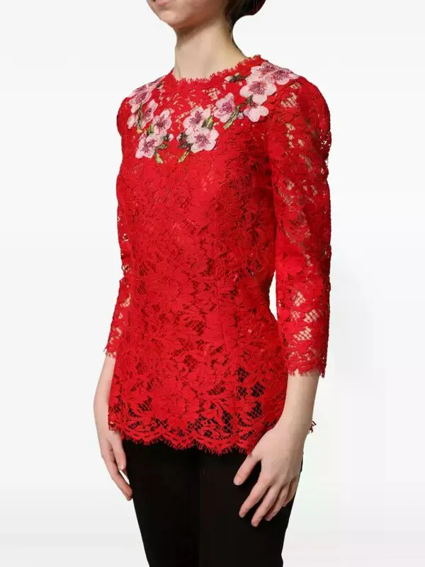 Dolce & Gabbana Floral-embroidered Lace Top