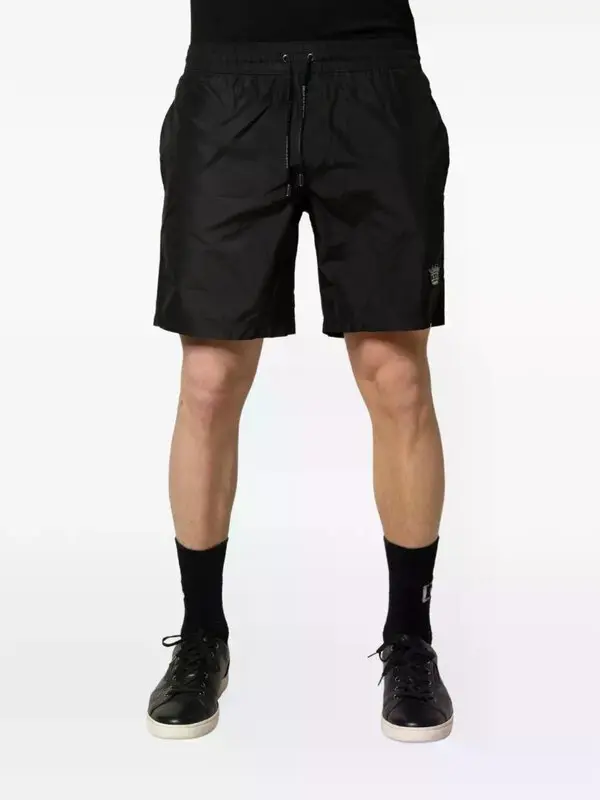 Dolce & Gabbana Crown-embroidered Drawstring Swim Shorts - Black