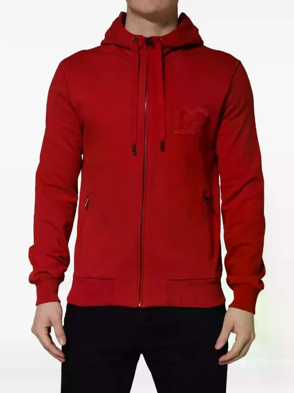 Dolce & Gabbana Logo-embroidered Zip-up Hoodie - Red