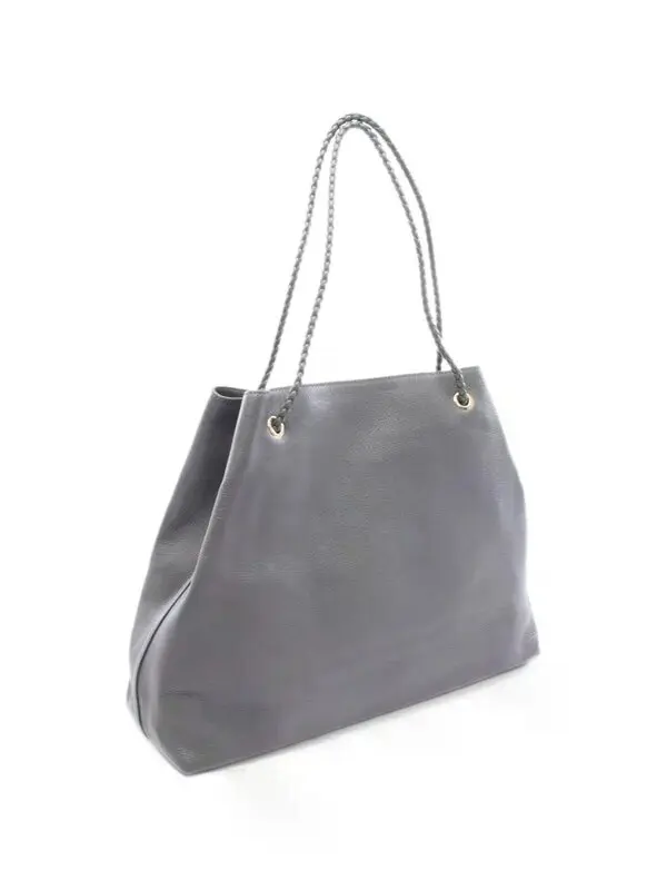 Gucci 2000s Braided-strap Leather Tote Bag - Grey