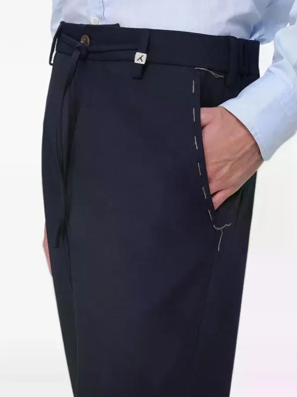MYTHS Drawstring-waist Contrast-stitched Trousers