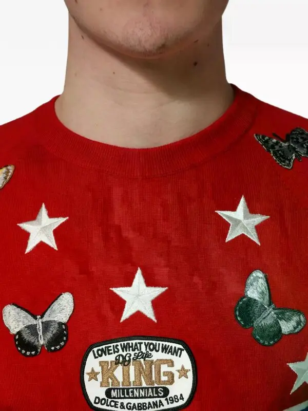 Dolce & Gabbana Butterfly-patch Star-embroidered Sweatshirt