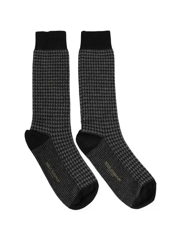 Dolce & Gabbana Houndstooth Wool Socks - Black