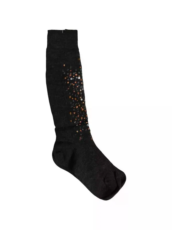 Dolce & Gabbana Sequin-embellished Knee-high Socks - Grey
