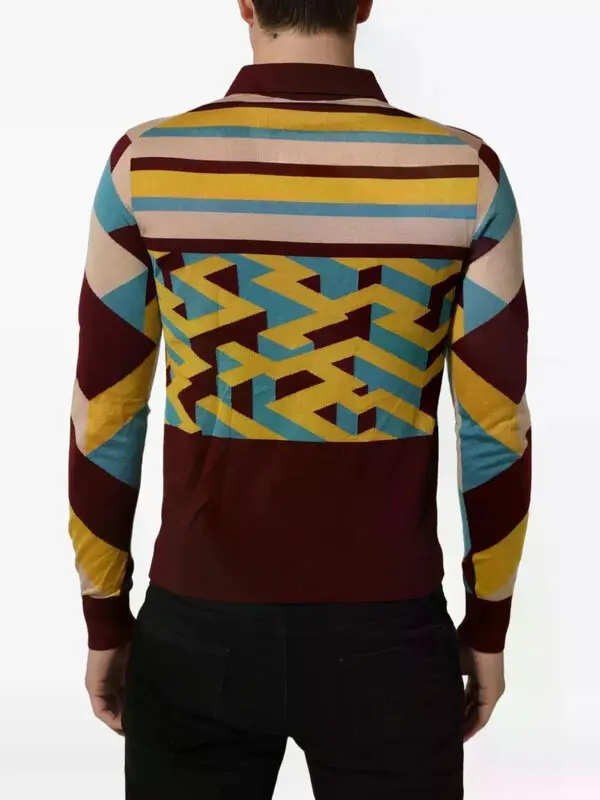 Dolce & Gabbana Geometric-print Striped Polo Sweater