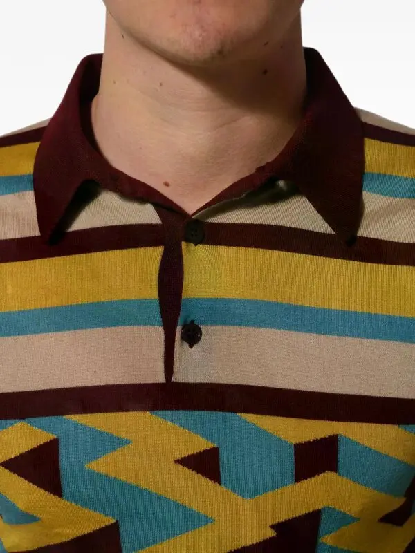 Dolce & Gabbana Geometric-print Striped Polo Sweater
