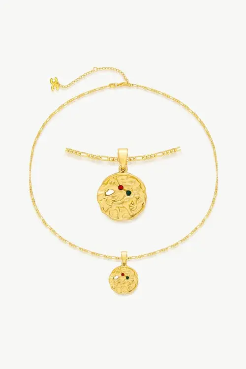 CLASSICHARMS Gold Sculptural Zodiac Sign Pendant Necklace Set - Taurus