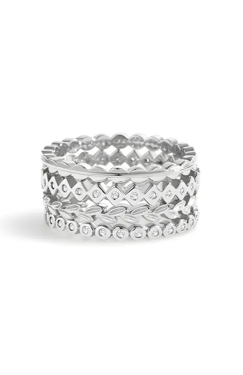 MINT & LILY Dainty Mini Ring Set - Silver